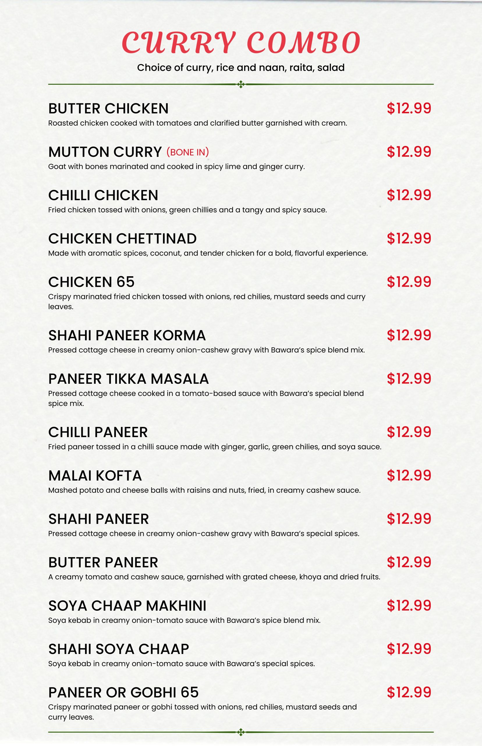 Menu - Spice Haven